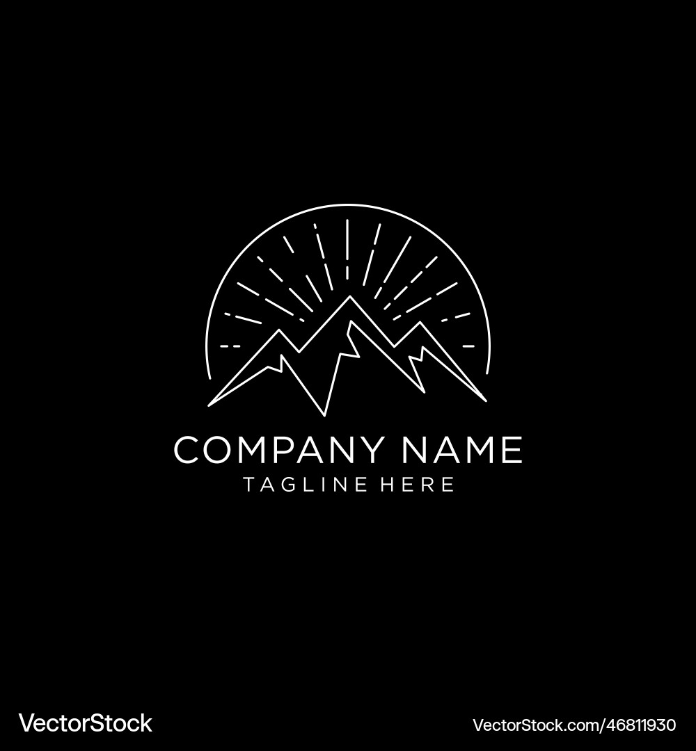 Simple abstract mountain line art minimalist logo Vector Image
