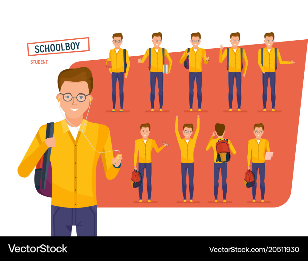 Student in university behind school place Vector Image