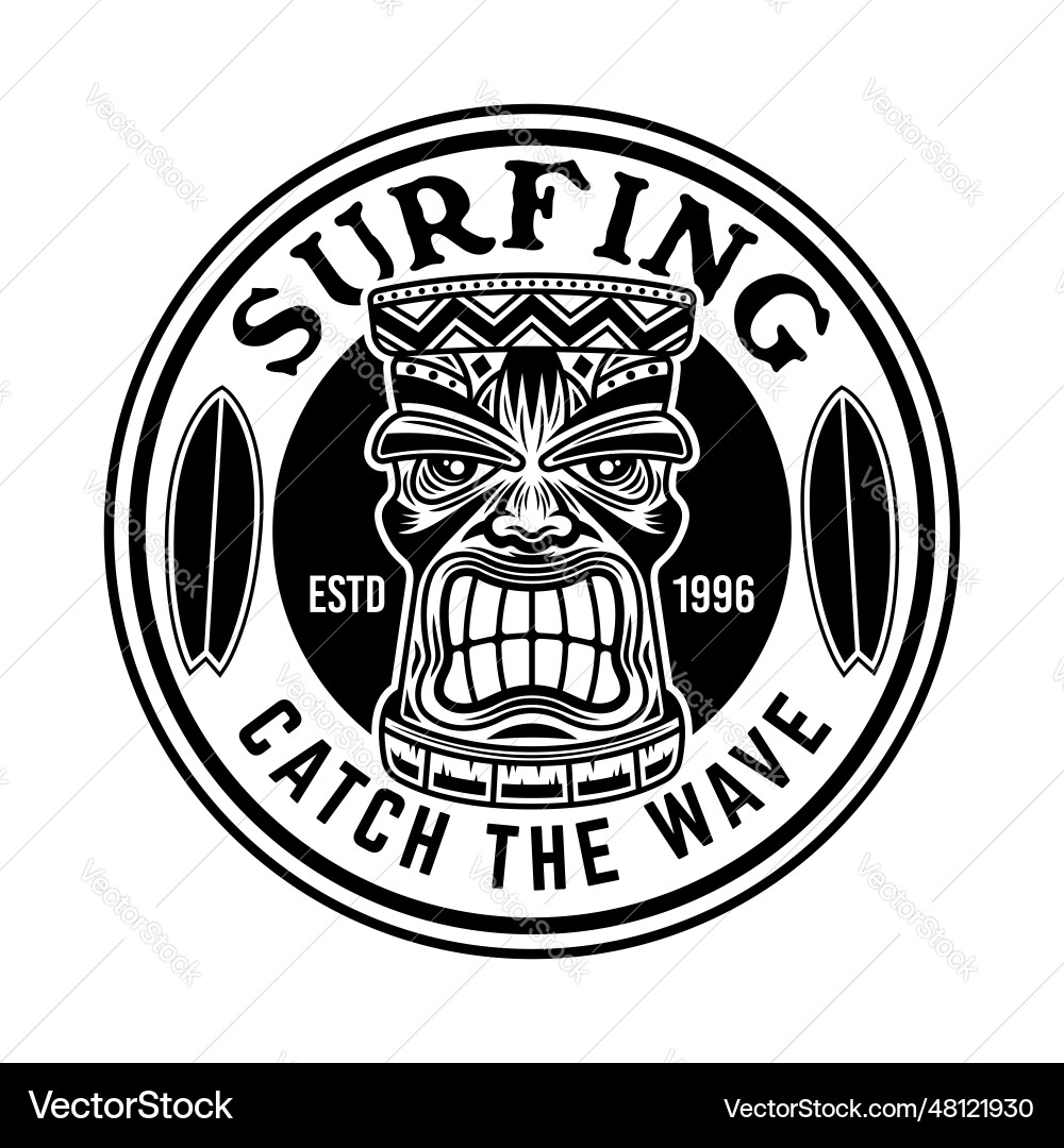 Surfing emblem badge label sticker or Royalty Free Vector