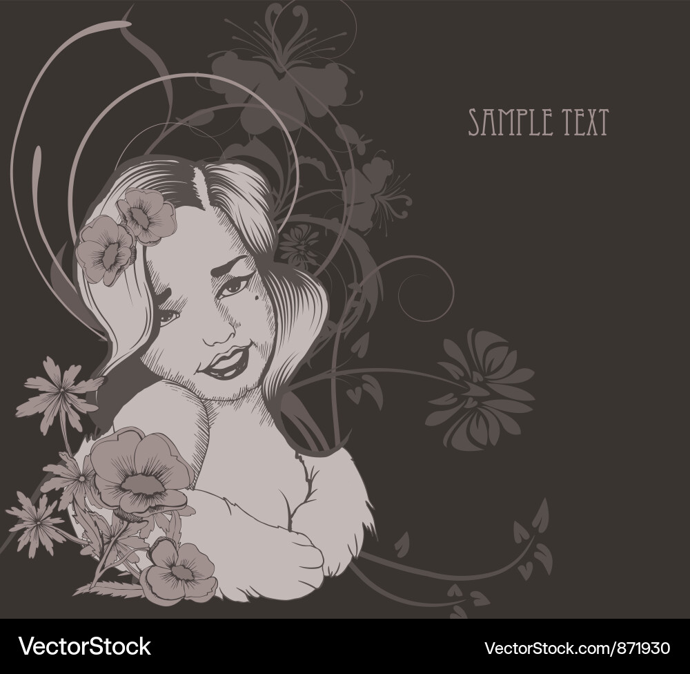 Vintage background with girl Royalty Free Vector Image