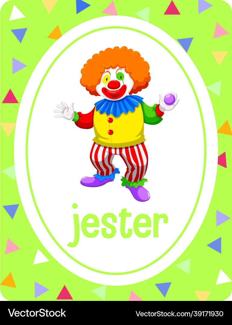 Vocabulary flashcard with word jester Royalty Free Vector