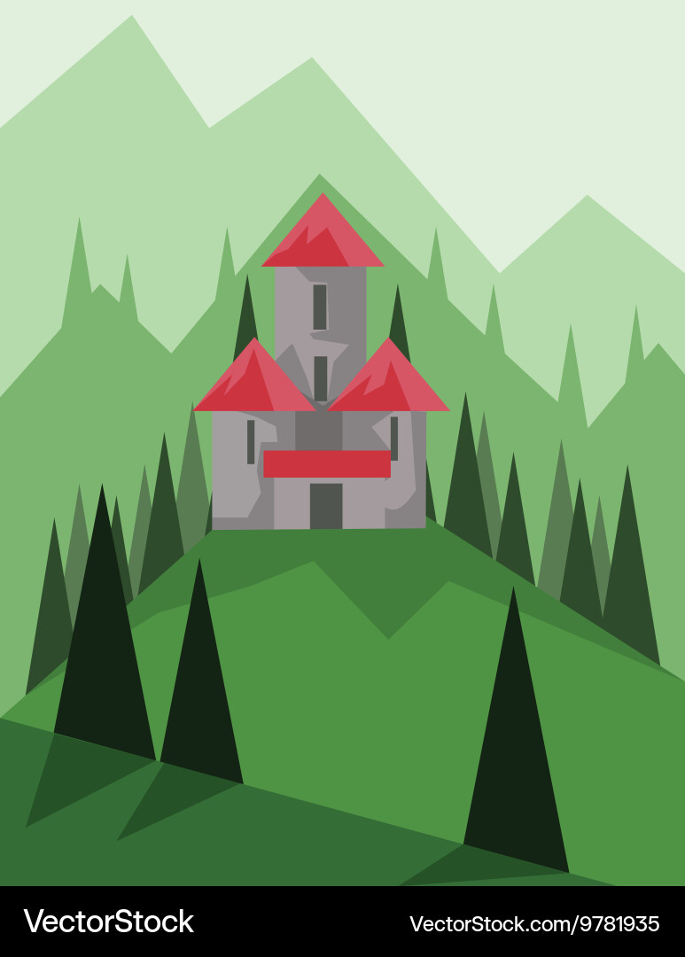 Abstract landscape design with green trees hills Vector Image