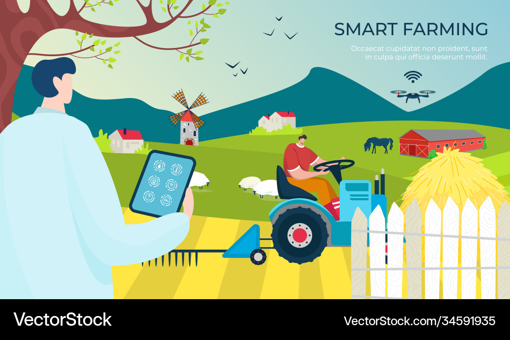Agriculture smart farm digital technology farmer Vector Image