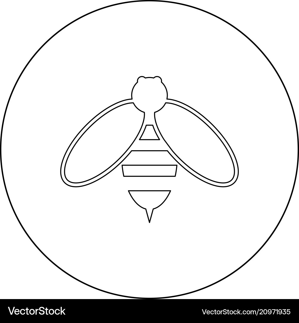 Bee icon black color in circle or round Royalty Free Vector
