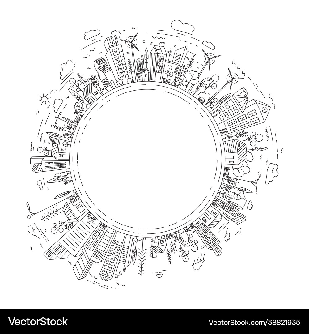 City building line art template Royalty Free Vector Image
