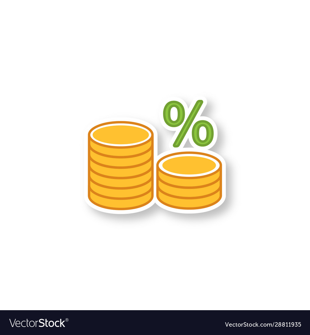 Coin stack with percent patch Royalty Free Vector Image