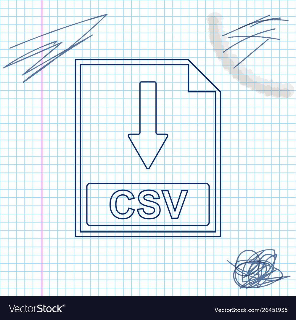 Csv file document icon download button line Vector Image