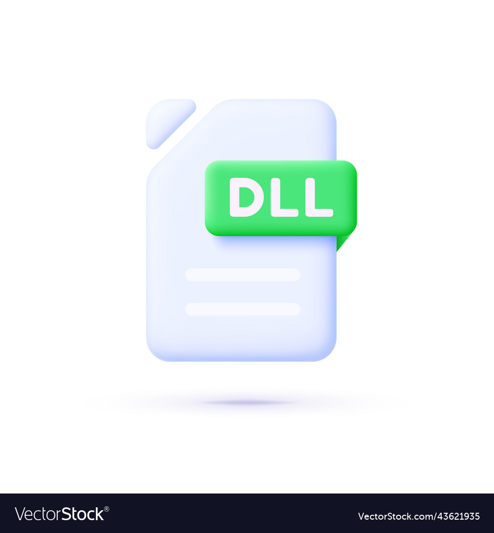 Dll file 3d on white background Royalty Free Vector Image
