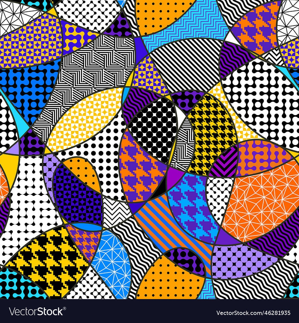 Geometric abstract pattern intersection patchwork Vector Image