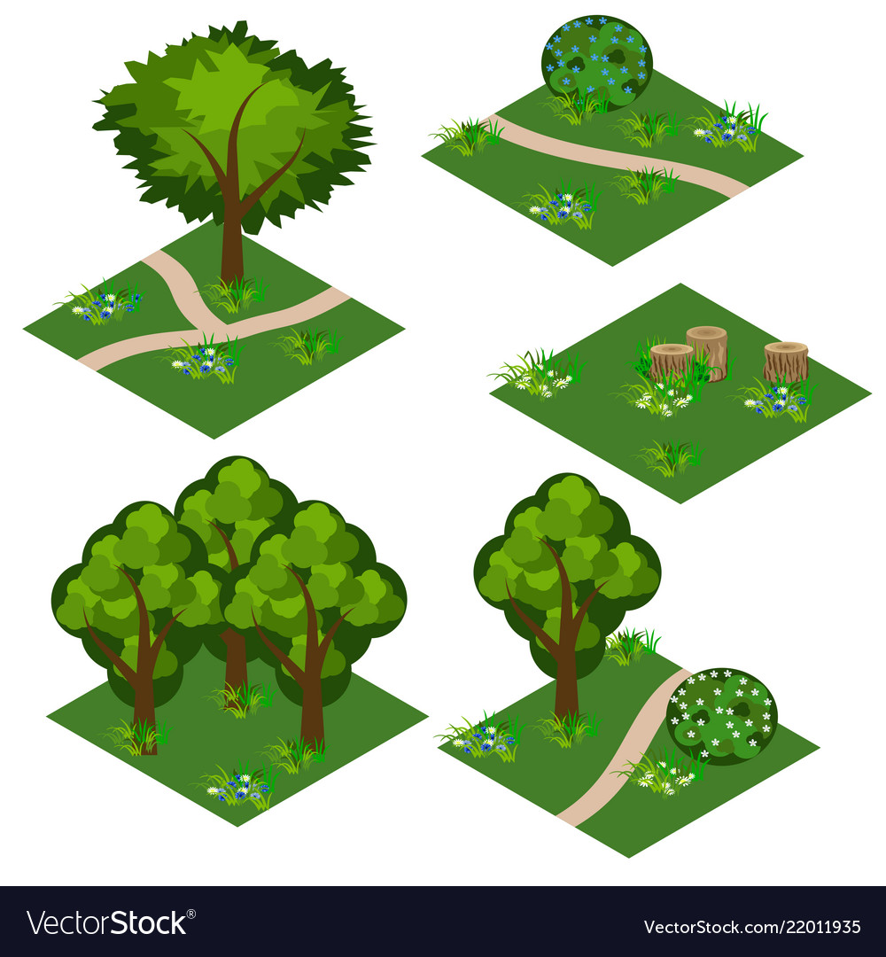 Landscape isometric tile set cartoon or game asset Landscape isometric tile set cartoon or game asset