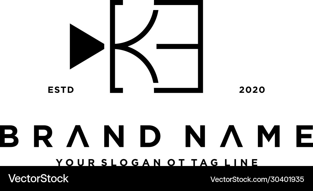 Letter ke and media logo design Royalty Free Vector Image