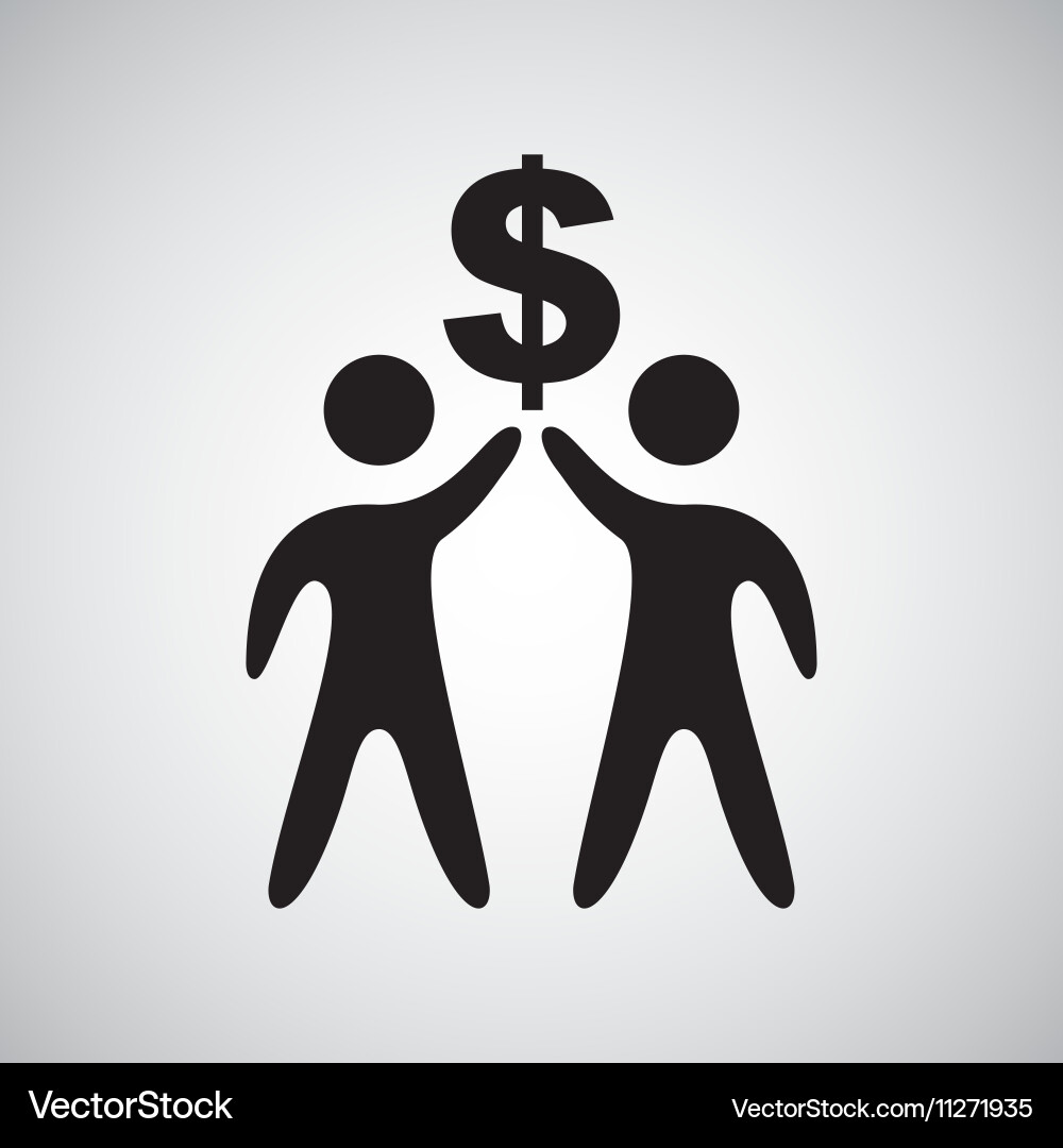 Man two silhouette holdign symbol dollar design Vector Image