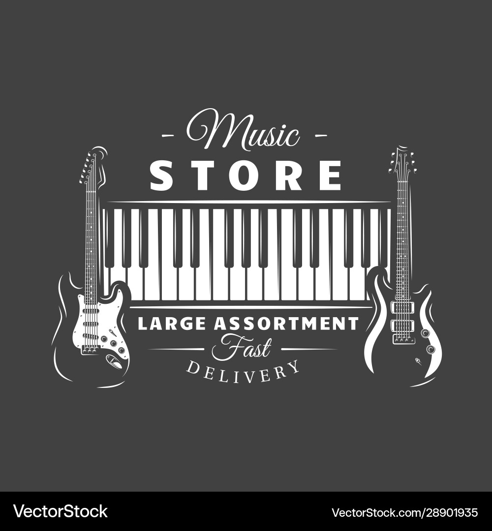 Music label isolated on black background Vector Image