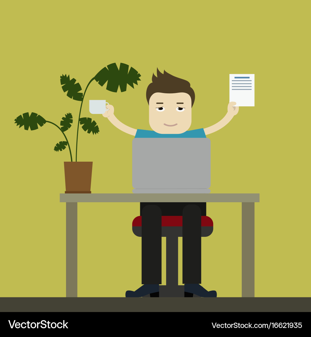 Office worker or freelancer businessman Royalty Free Vector