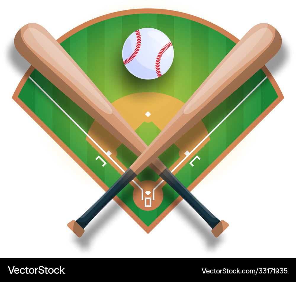 Realistic baseball concept with baseball crossed Vector Image