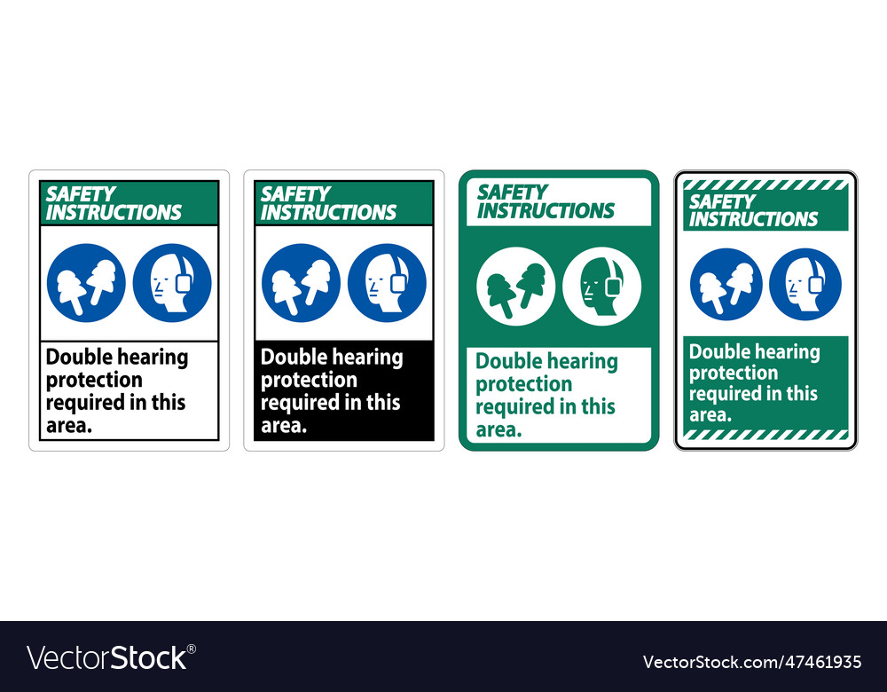 Safety instructions sign double hearing Royalty Free Vector Safety instructions sign double hearing Royalty Free Vector