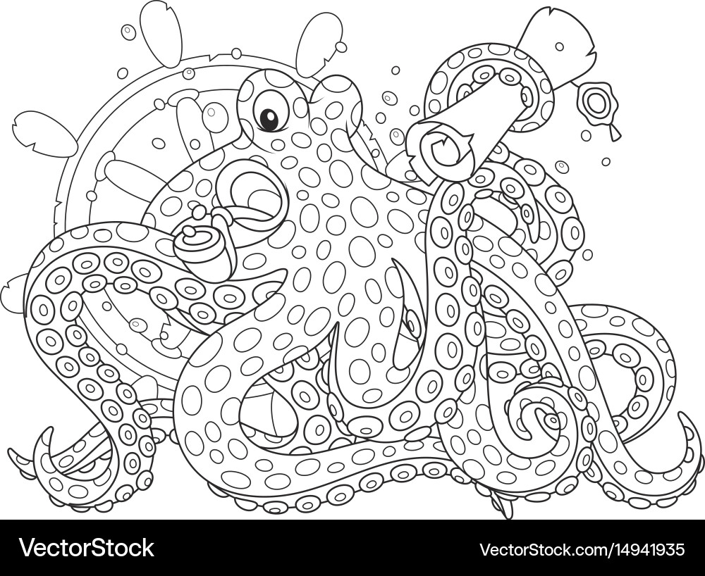 Sea pirate octopus Royalty Free Vector Image - VectorStock