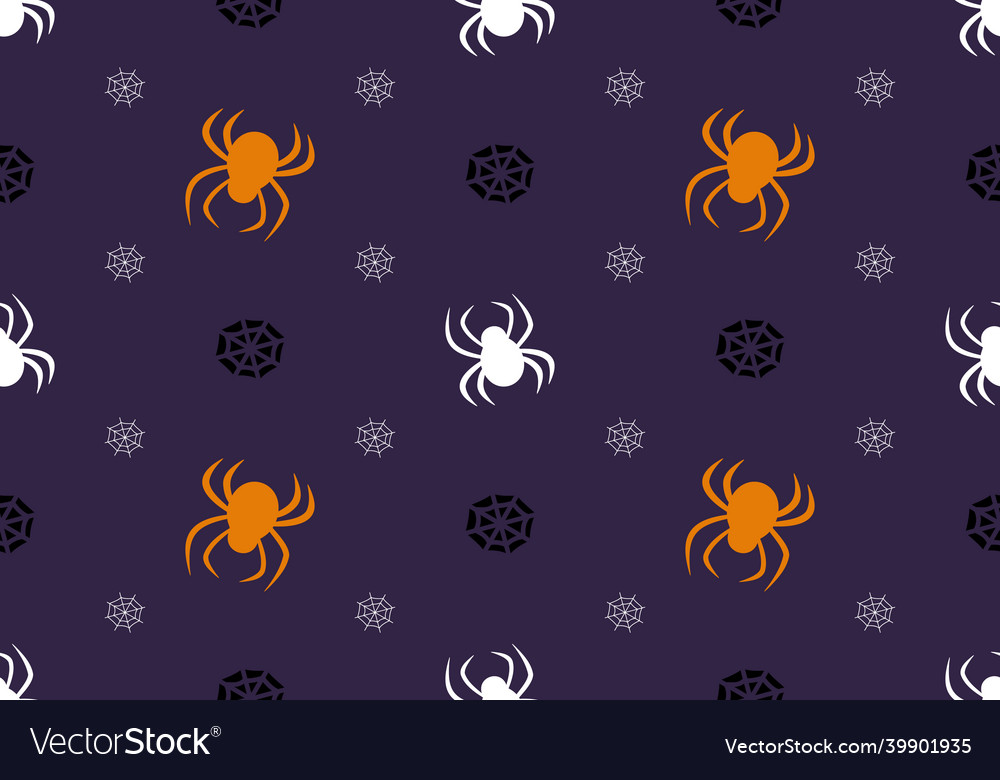 Seamless pattern with spiders and web Royalty Free Vector
