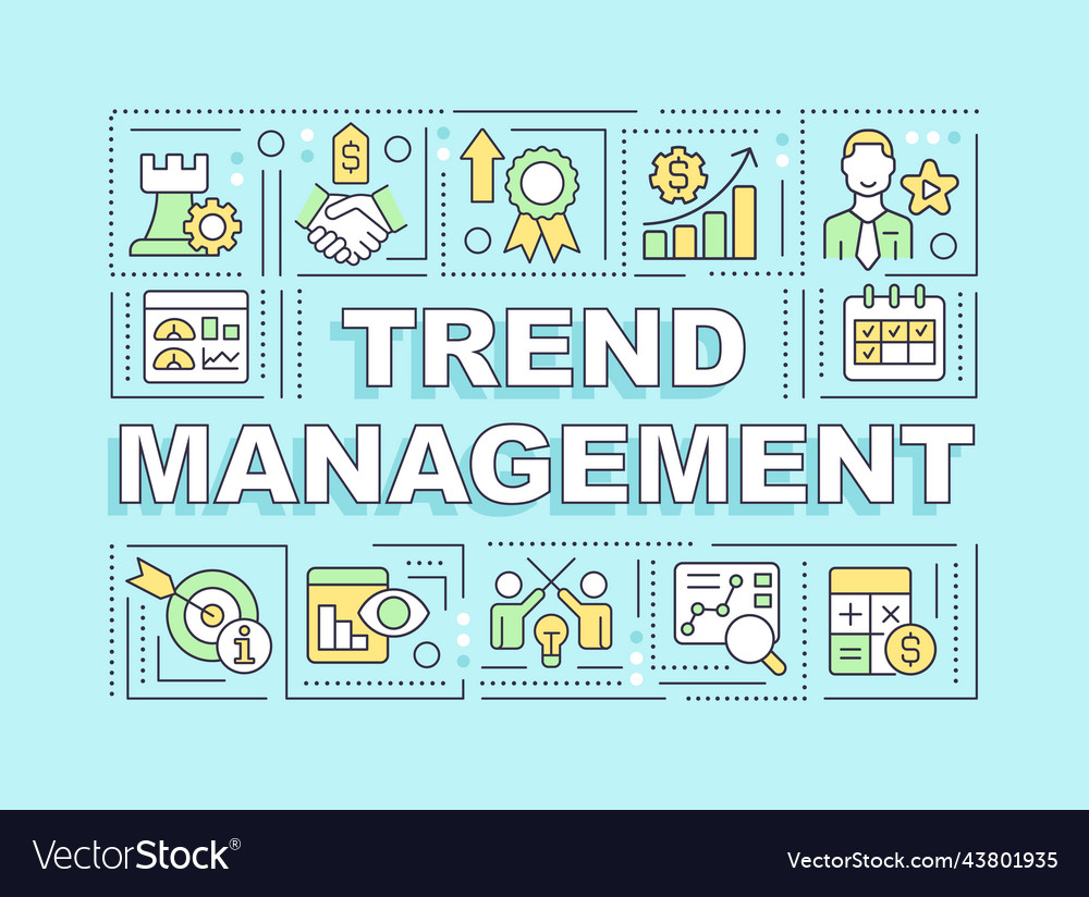 Trend management word concepts turquoise banner Vector Image