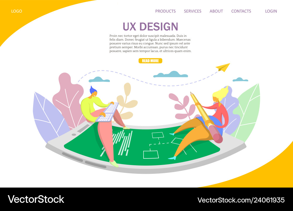 Ux design website landing page design Royalty Free Vector
