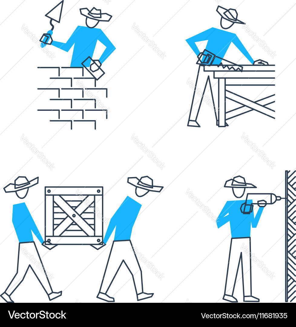 Working men at construction site season works Vector Image