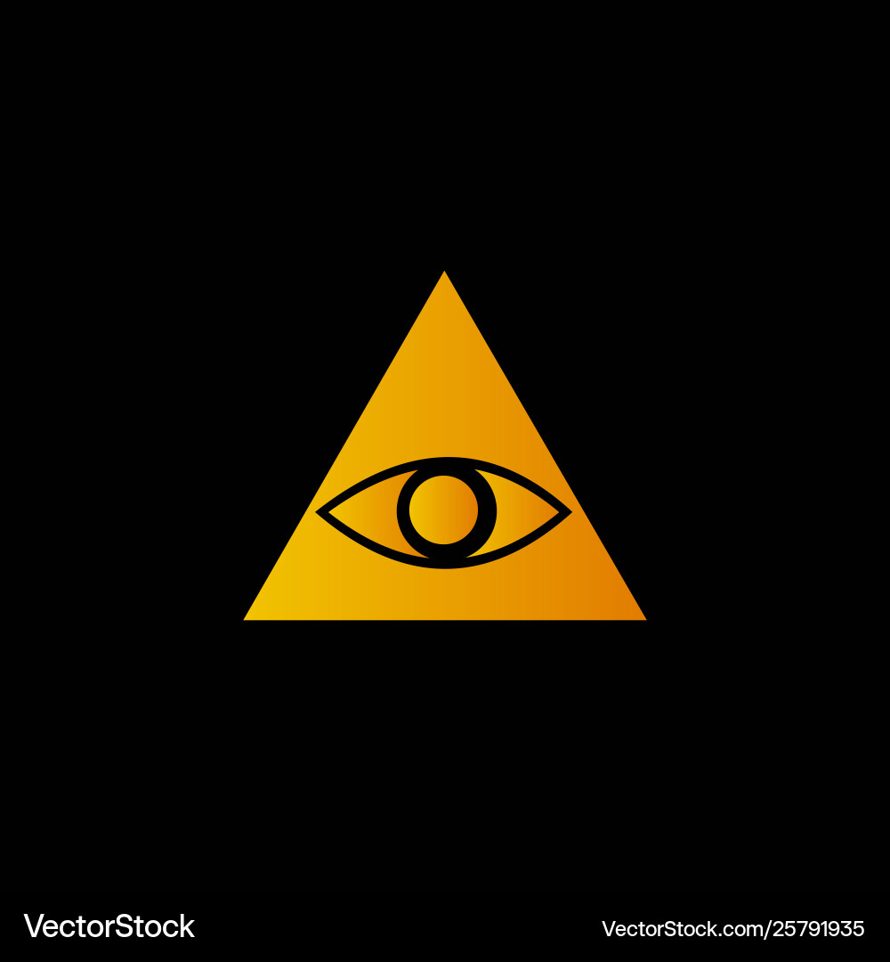 Yellow pyramid icon isolated on black background Vector Image