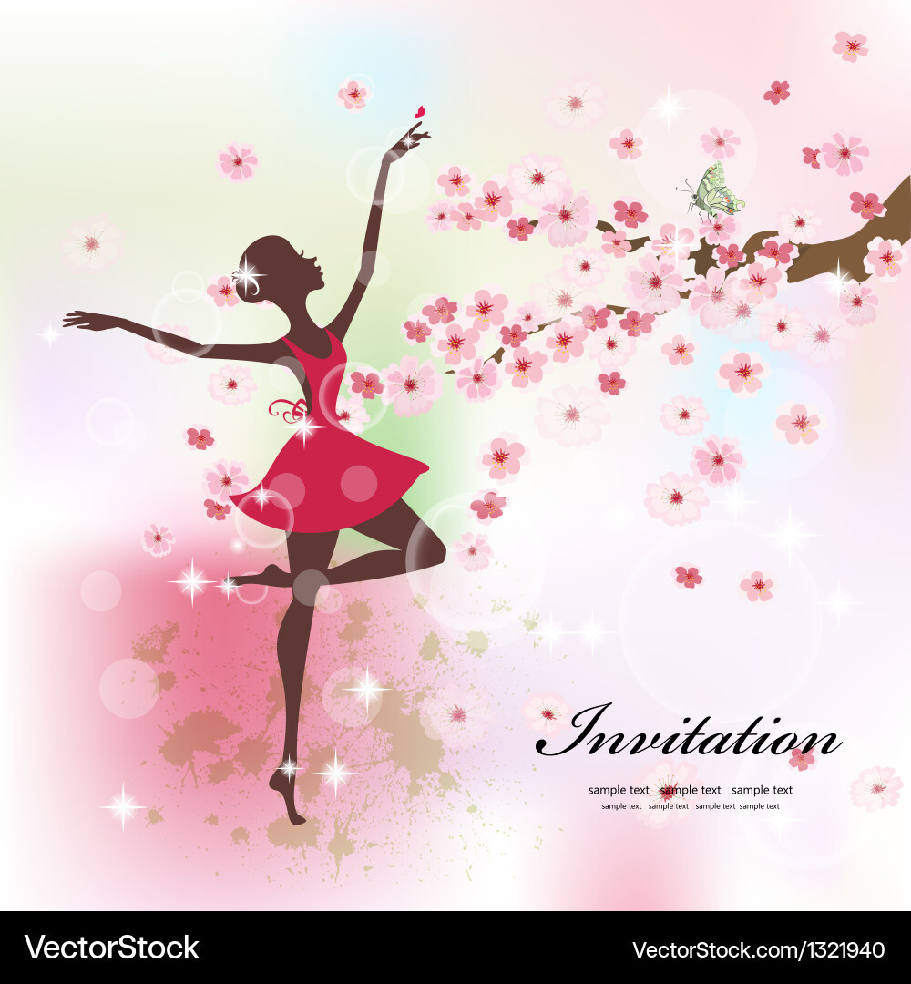 Ballerina Invitation Card Royalty Free Vector Image