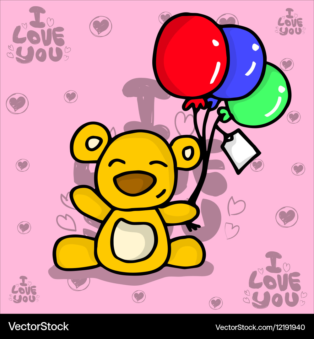 Bear with balloon valentine collection Royalty Free Vector