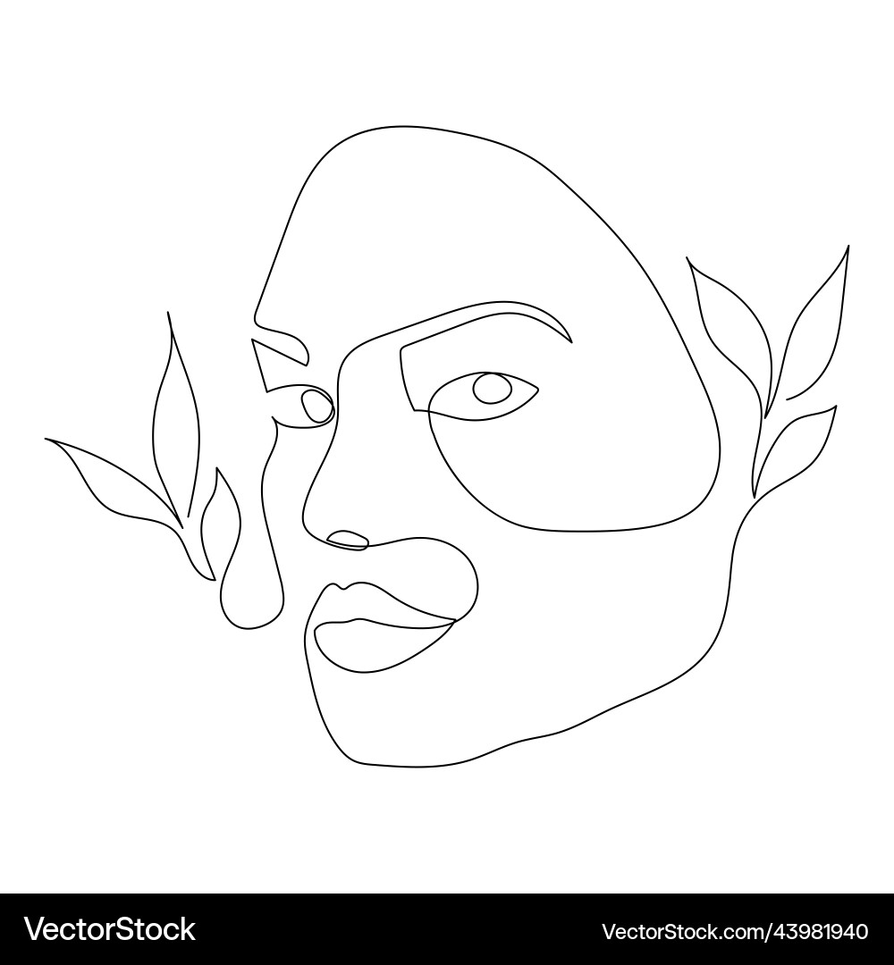 Continuous line drawing of portrait Royalty Free Vector