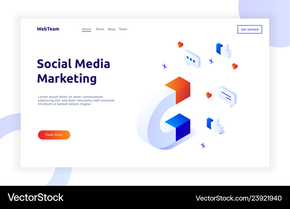 Isometric social marketing gradient style design Vector Image