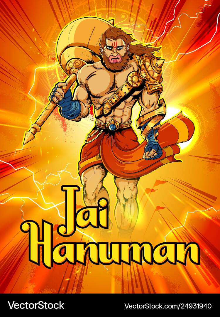 Lord hanuman on abstract background Royalty Free Vector