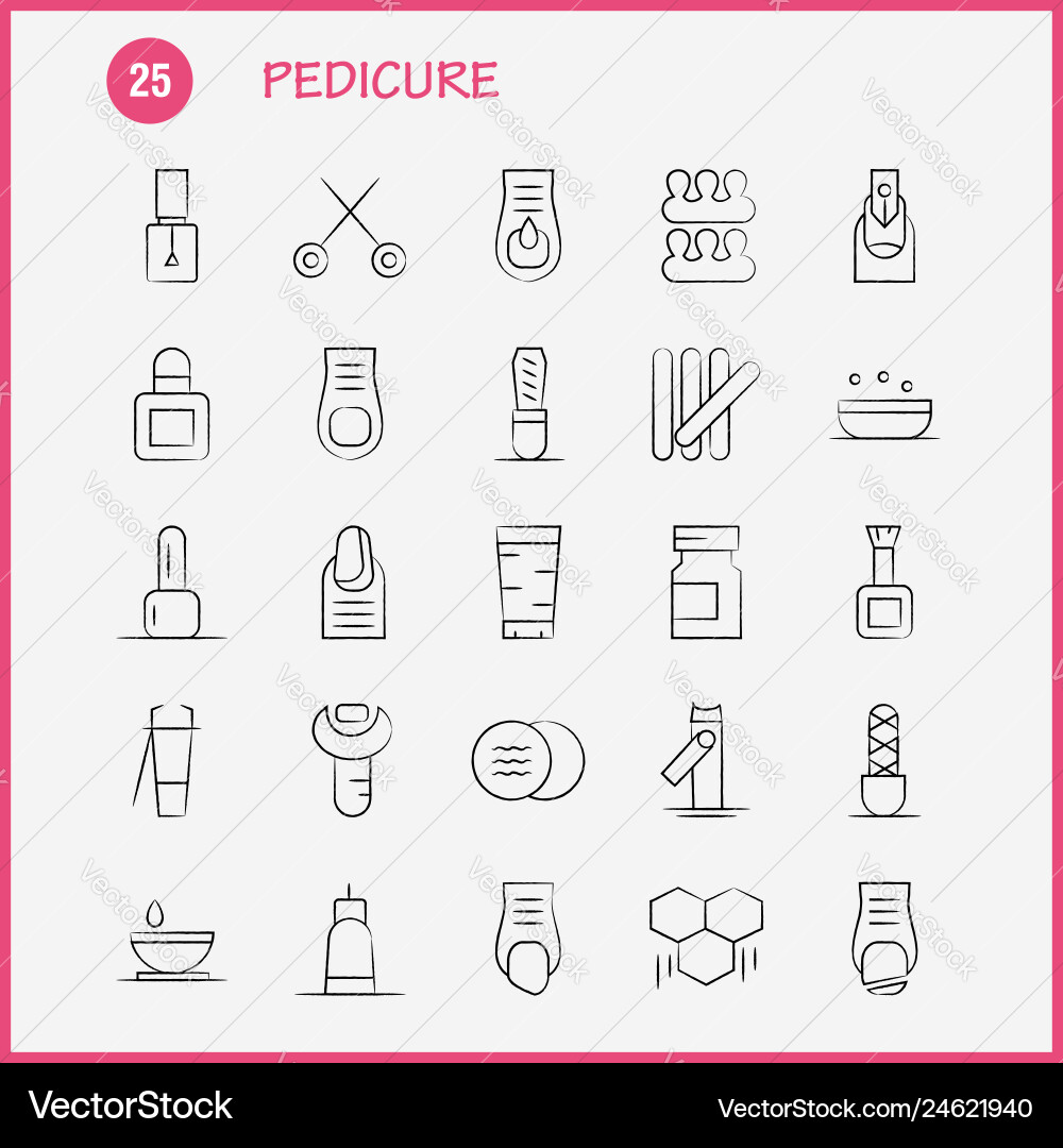 Pedicure hand drawn icon pack for designers Vector Image