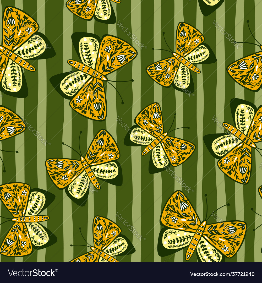 Random seamless pattern with orange botanic Vector Image