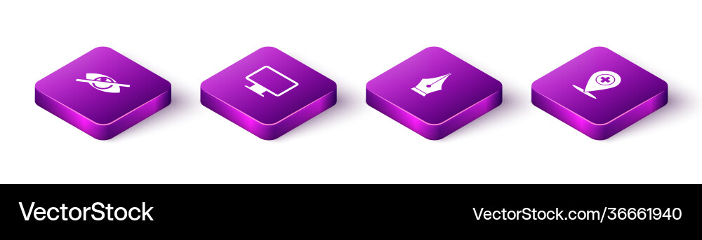 Set isometric invisible or hide computer monitor Vector Image