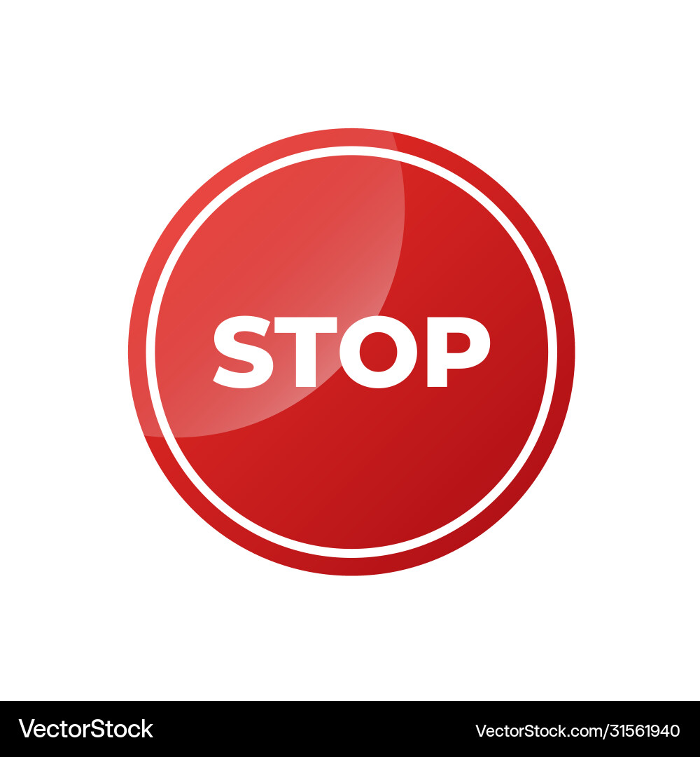 Stop sign isolated on pure white with glossy Vector Image