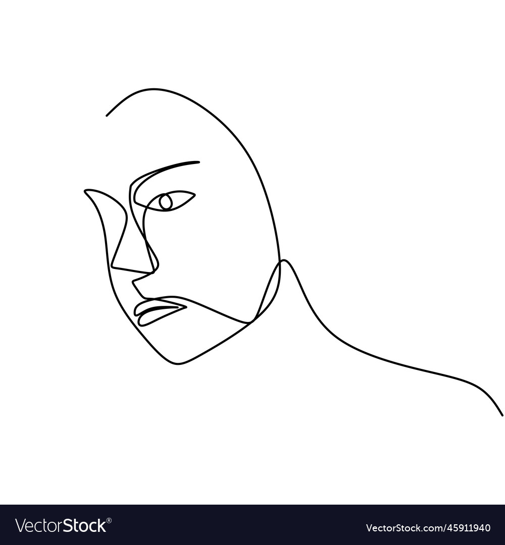 Woman Face One Line Drawing Abstract Beautiful Vector Image