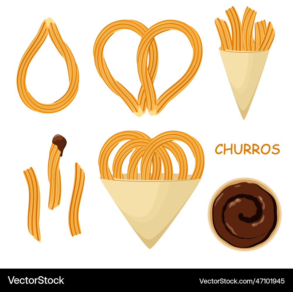 A set of churros Royalty Free Vector Image - VectorStock