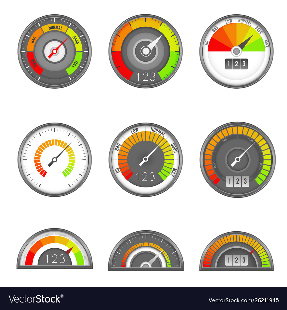 Credit indicator speedometer score gauge level Vector Image