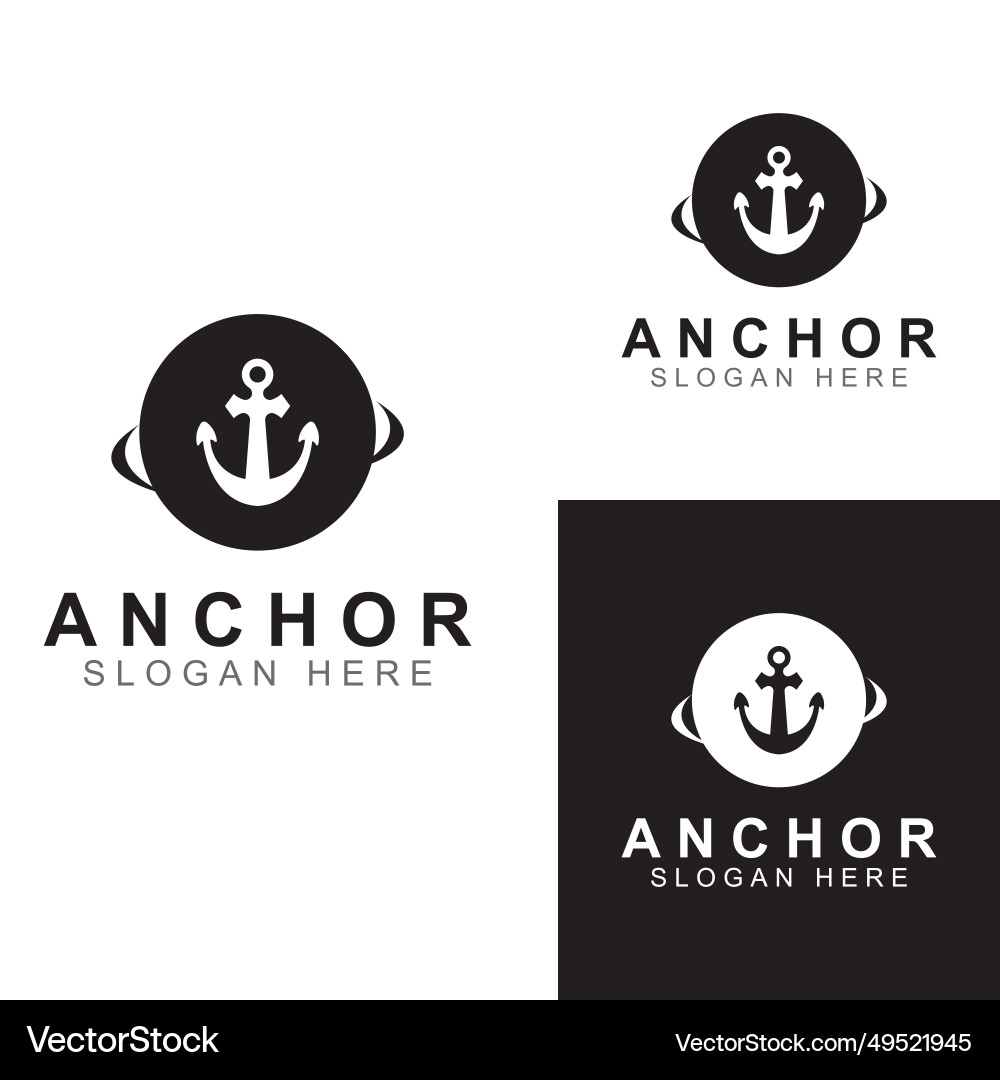 Logo and anchor symbol design template Royalty Free Vector