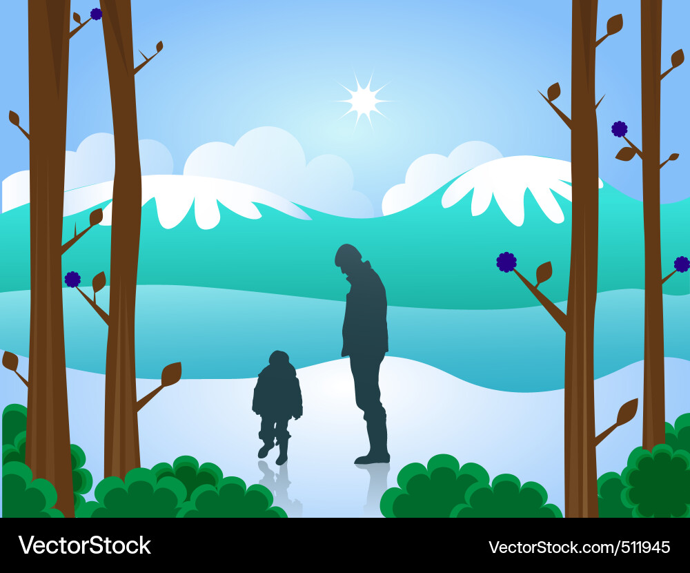 Man and boy in snow Royalty Free Vector Image - VectorStock