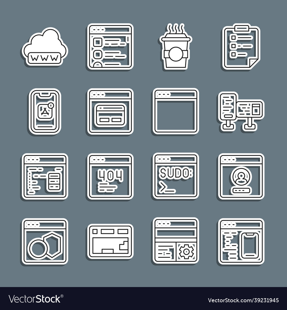 Set Line Software Create Account Screen Computer Vector Image