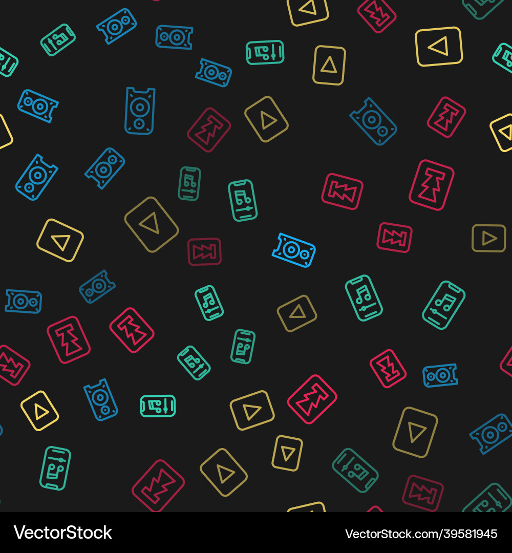 Set line stereo speaker music player play button Vector Image