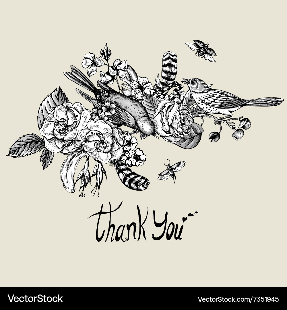 Thank you hand drawn greeting card Royalty Free Vector Image