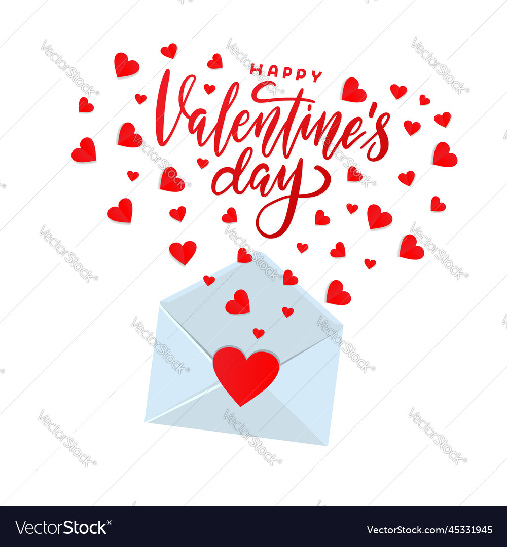 Valentine card template - opened envelope with cut