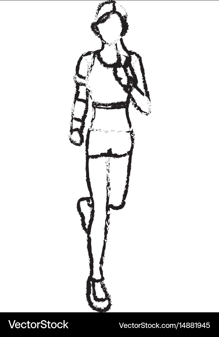 Woman training run with wearable technology Vector Image