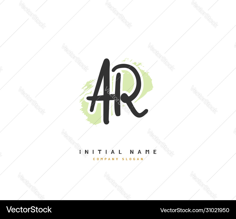 A r ar beauty initial logo handwriting Royalty Free Vector