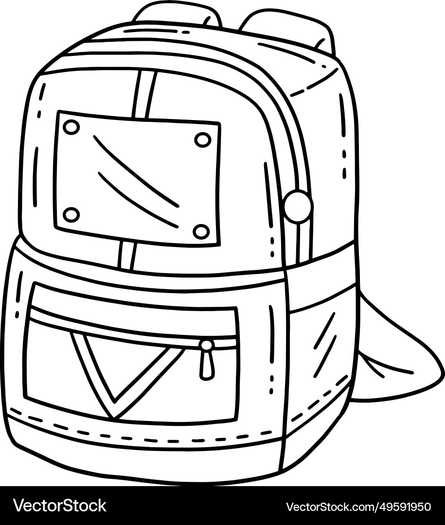 Backpack isolated coloring page for kids Vector Image