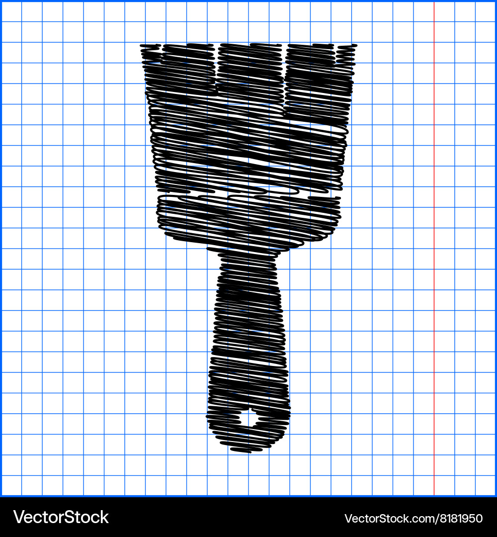 Brush icon with pen effect on paper Royalty Free Vector