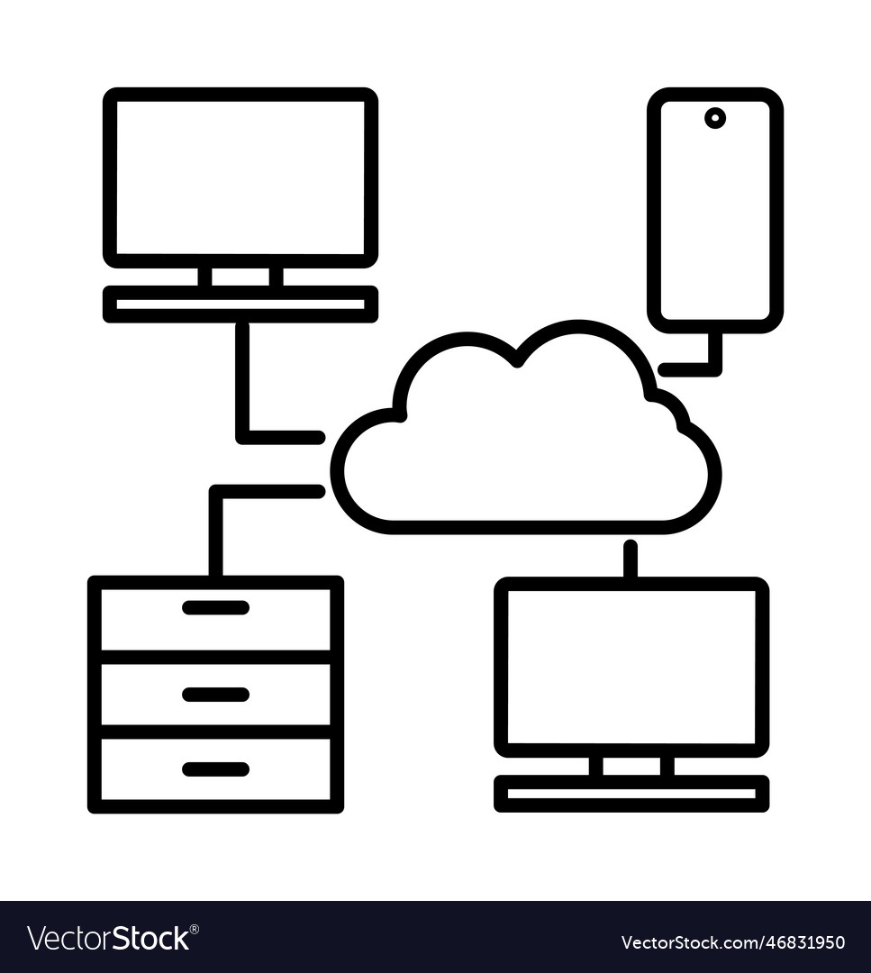 Cloud computer computing icon on transparent Vector Image