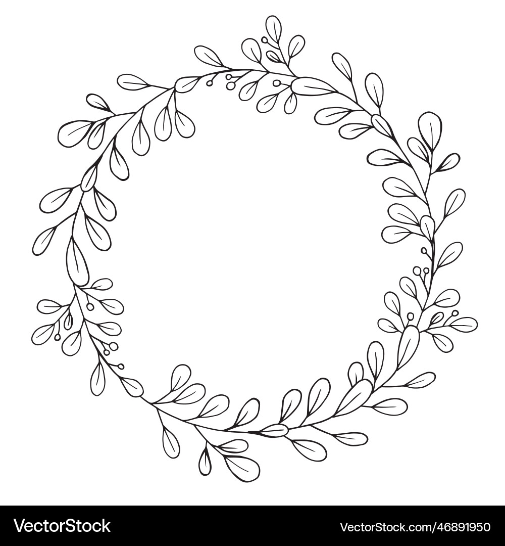 Doodle floralline and leaf circle frames Vector Image